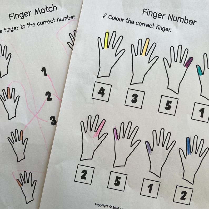 Piano Finger Number Worksheets for Young Children, Pre-school Learning ...