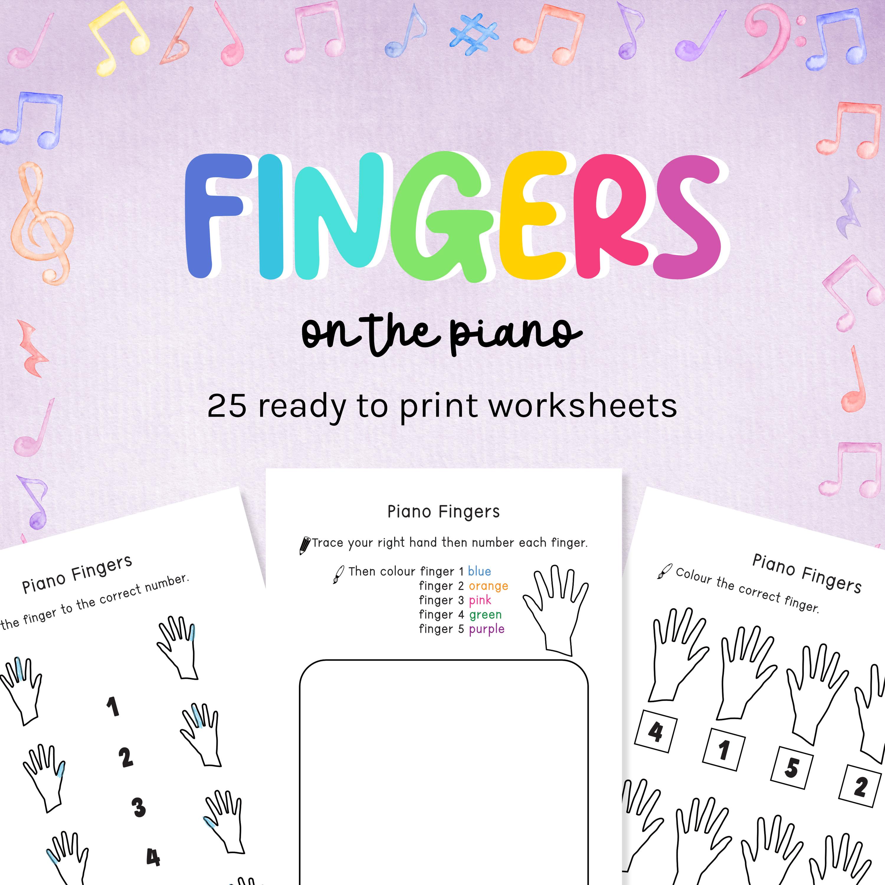 Piano Finger Number Worksheets for Young Children, Pre-school Learning ...