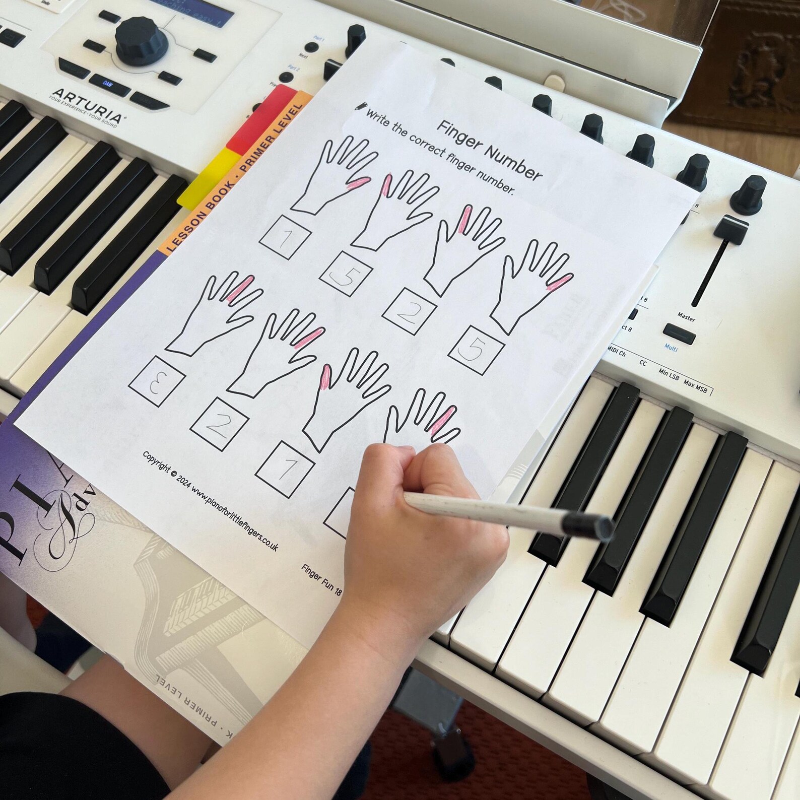 Piano Finger Number Worksheets for Young Children, Pre-school Learning ...