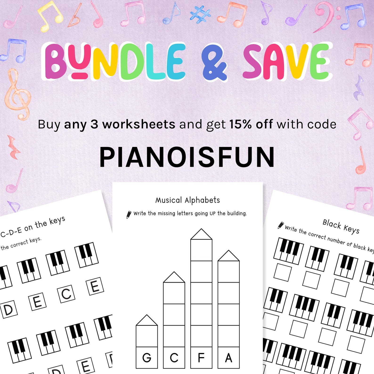 Piano Finger Number Worksheets for Young Children, Pre-school Learning ...