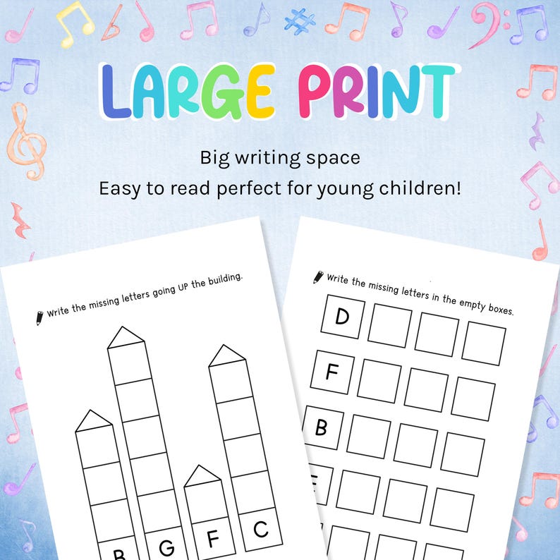 Musical Alphabet Theory Worksheets for Young Children, and Beginners ...