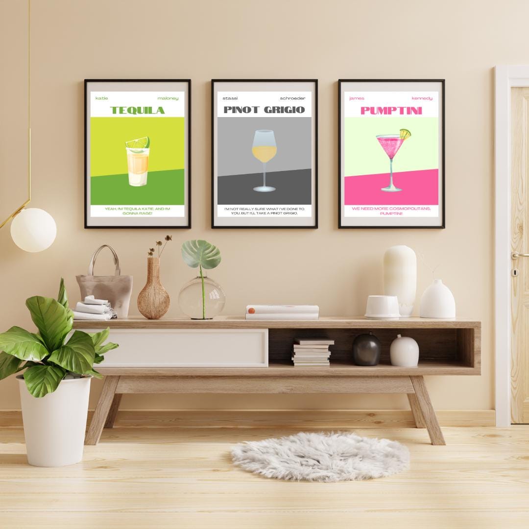 Vanderpump Rules Cocktail Wall Art Set | Tequila Katie, Pinot Grigio ...