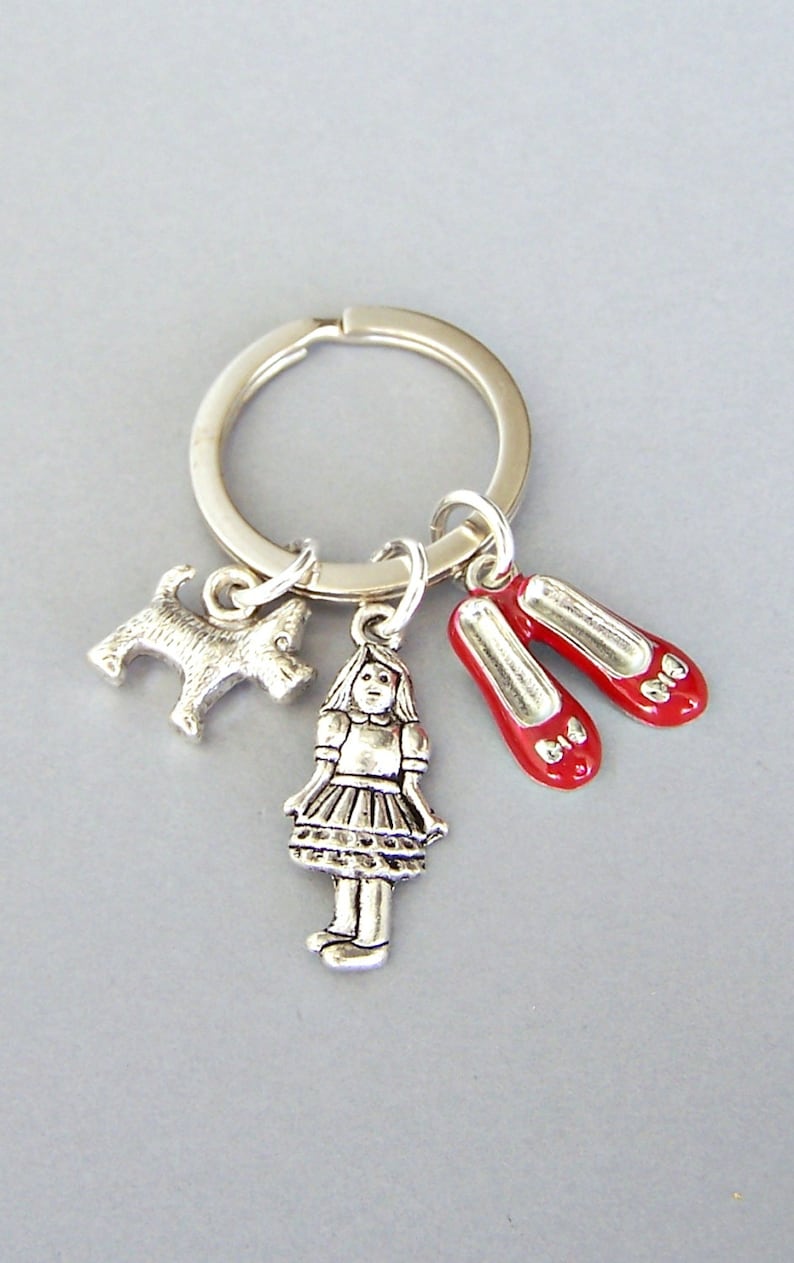 Wizard of Oz Keyring Ruby Slippers Keychain Dorothy and Toto | Etsy
