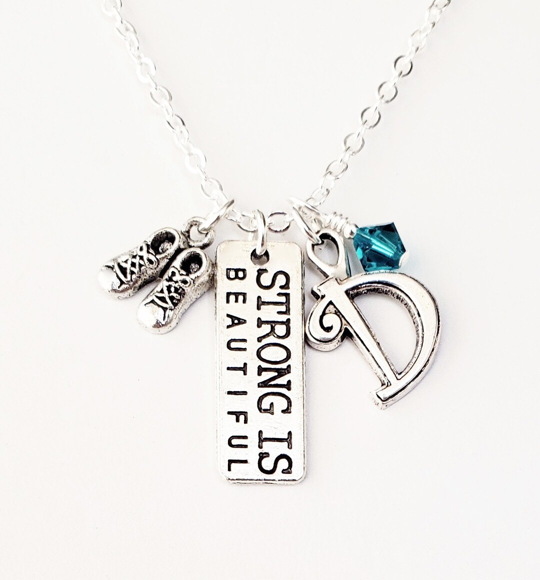 Personalized Fitness Necklace, Runner Jewelry, Initial, Birthstone ...