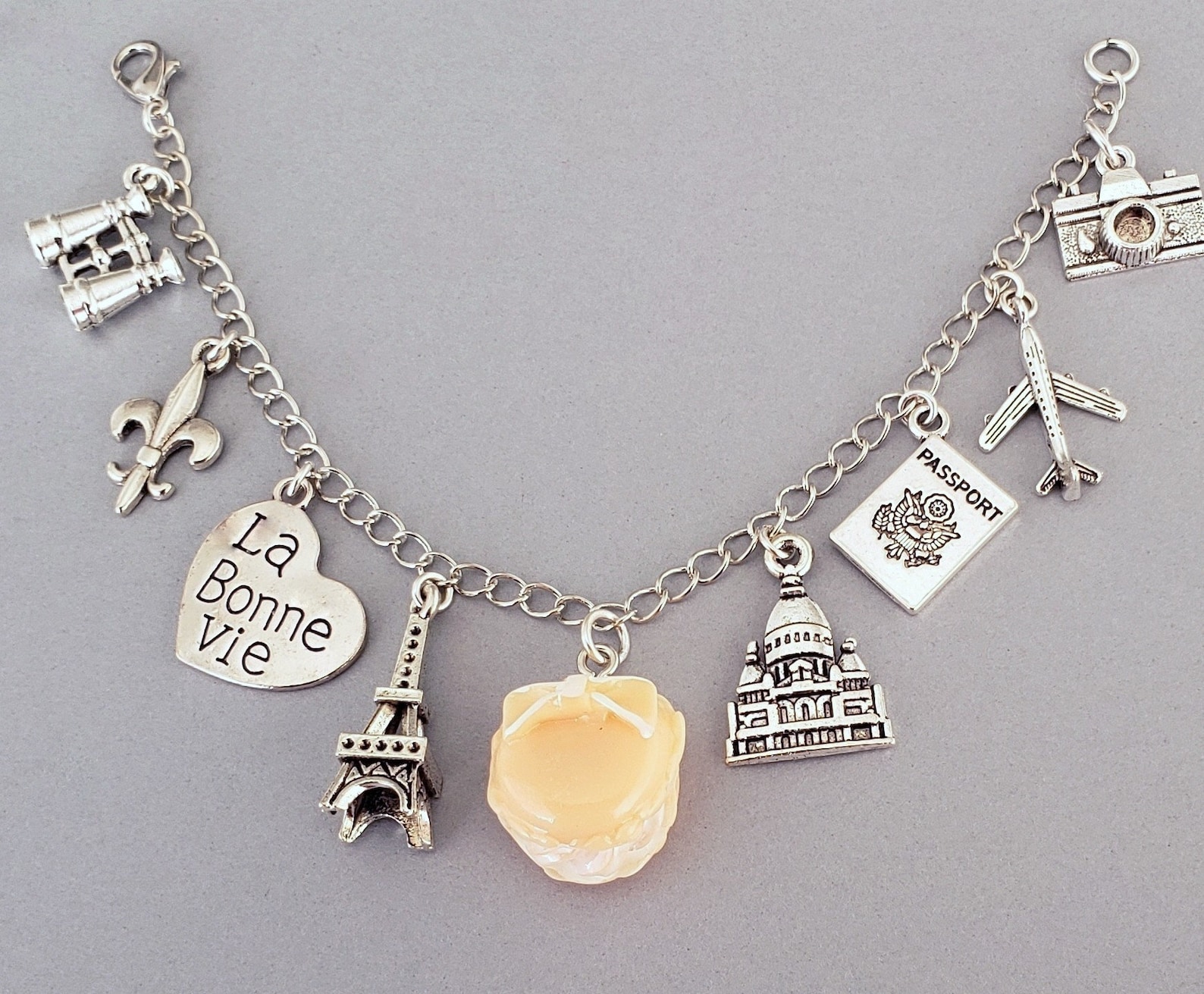 Love Paris Bracelet, France Necklace, Paris Charm, Travel Bracelet ...