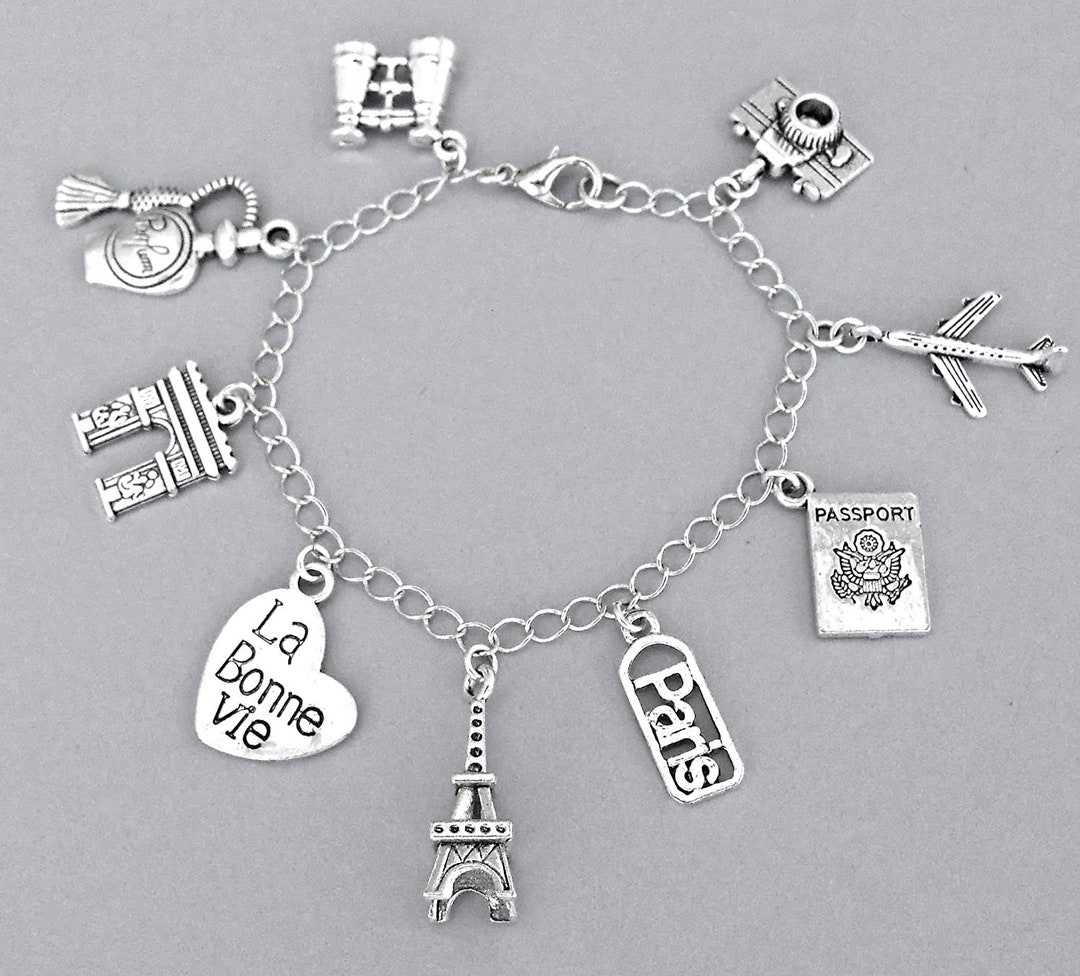 Paris Charm Bracelet or Paris Necklace, France, Eiffel Tower Charm ...
