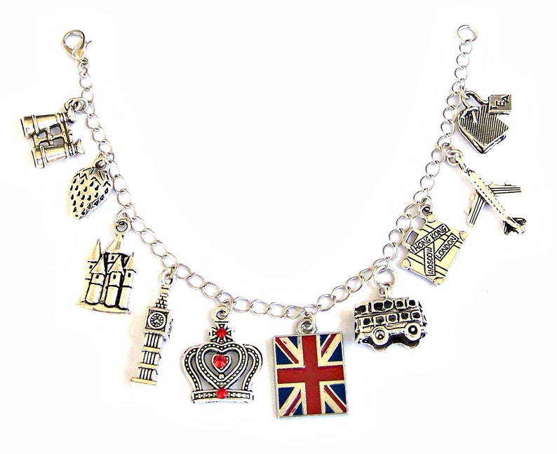 London Charm Bracelet England Bracelet Travel Love London - Etsy
