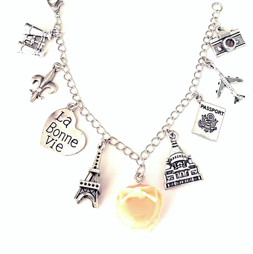 Love Paris Bracelet, France Necklace, Paris Charm, Travel Bracelet ...
