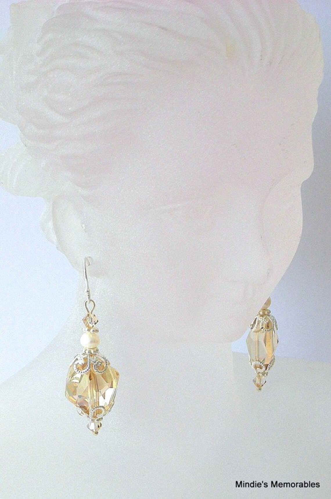 Golden Shadow Crystal Earrings Freshwater Pearls Silver - Etsy