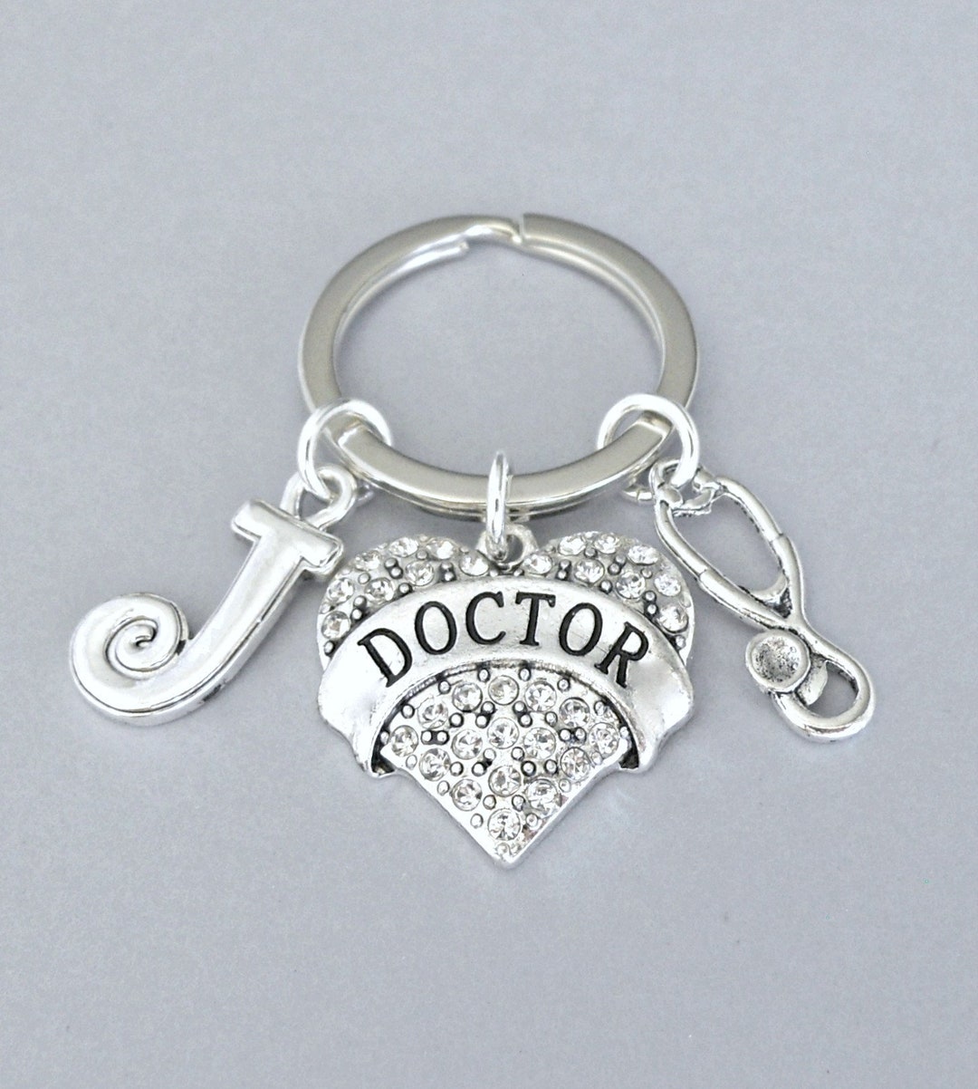 Personalized Doctor Keyring With Initial Charm and Stethoscope, Gift ...