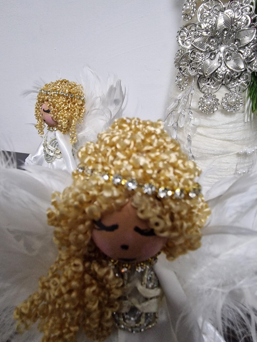 Christmas Angel Decorations – Handmade Satin Angels With Gold Details ...
