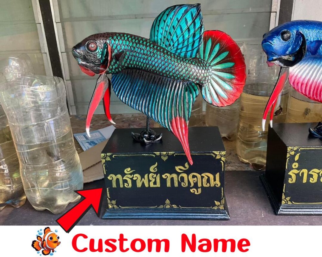 Custom Name Thai Betta Fish Sculpture Handmade Resin Figurine With ...