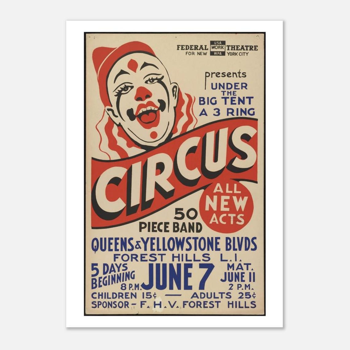 Vintage Federal Theatre Circus Poster - Etsy