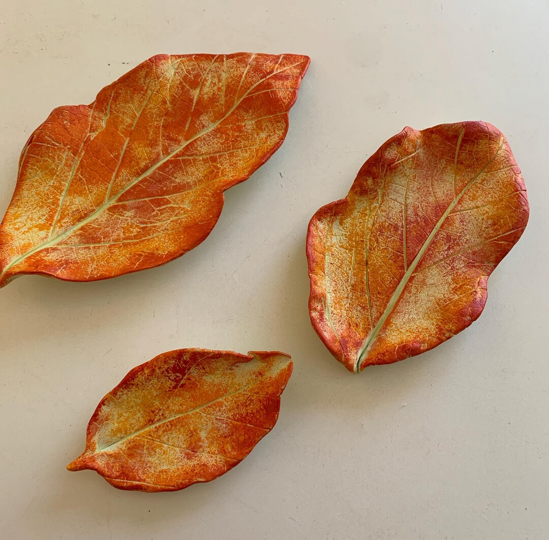 Set of 3 Porcelain Leaf Dishes, Autumn, Fall Decor, Fall Foliage, Ring ...