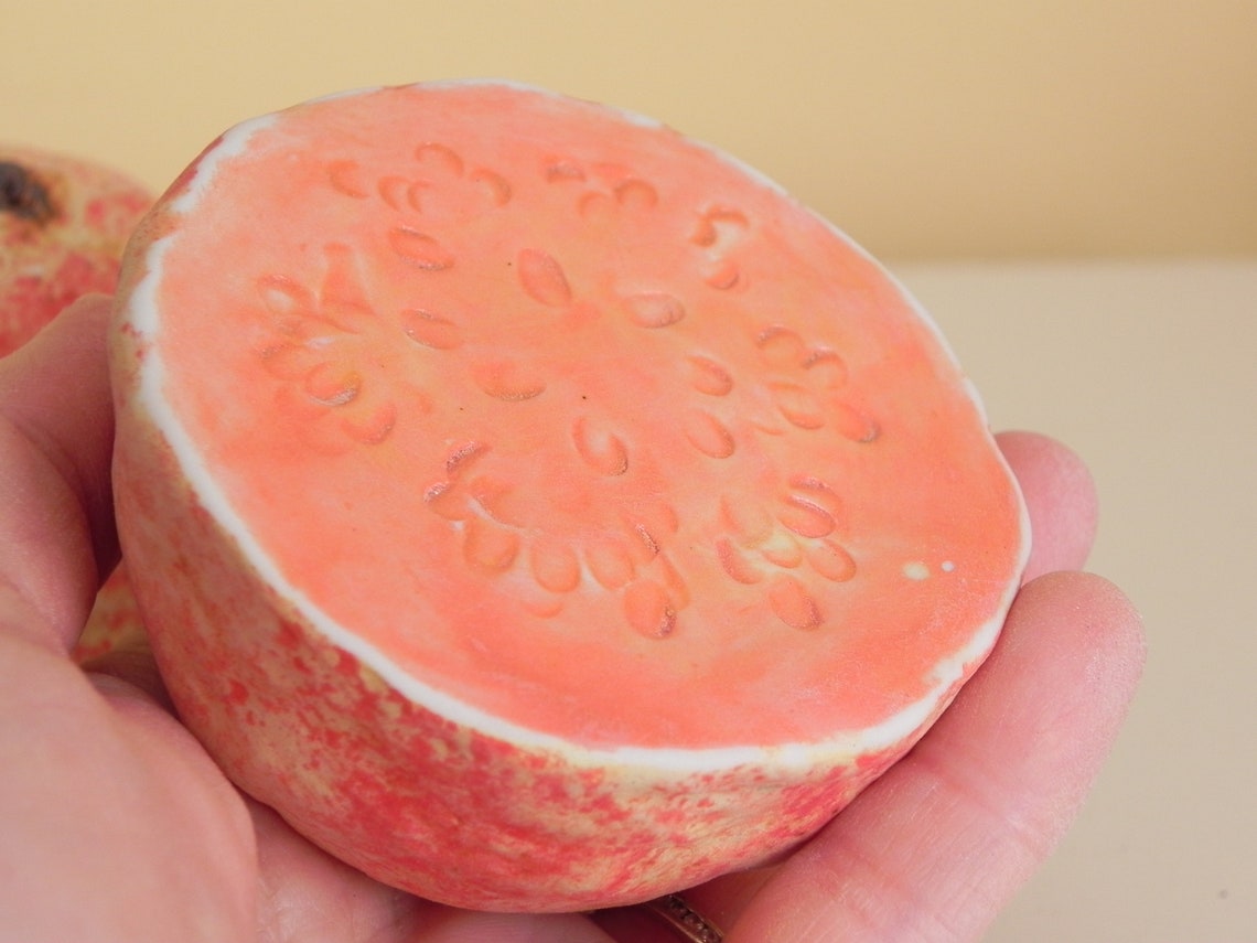 SALE 2 Whole Porcelain Guavas Faux Fruit Fake Food Food - Etsy