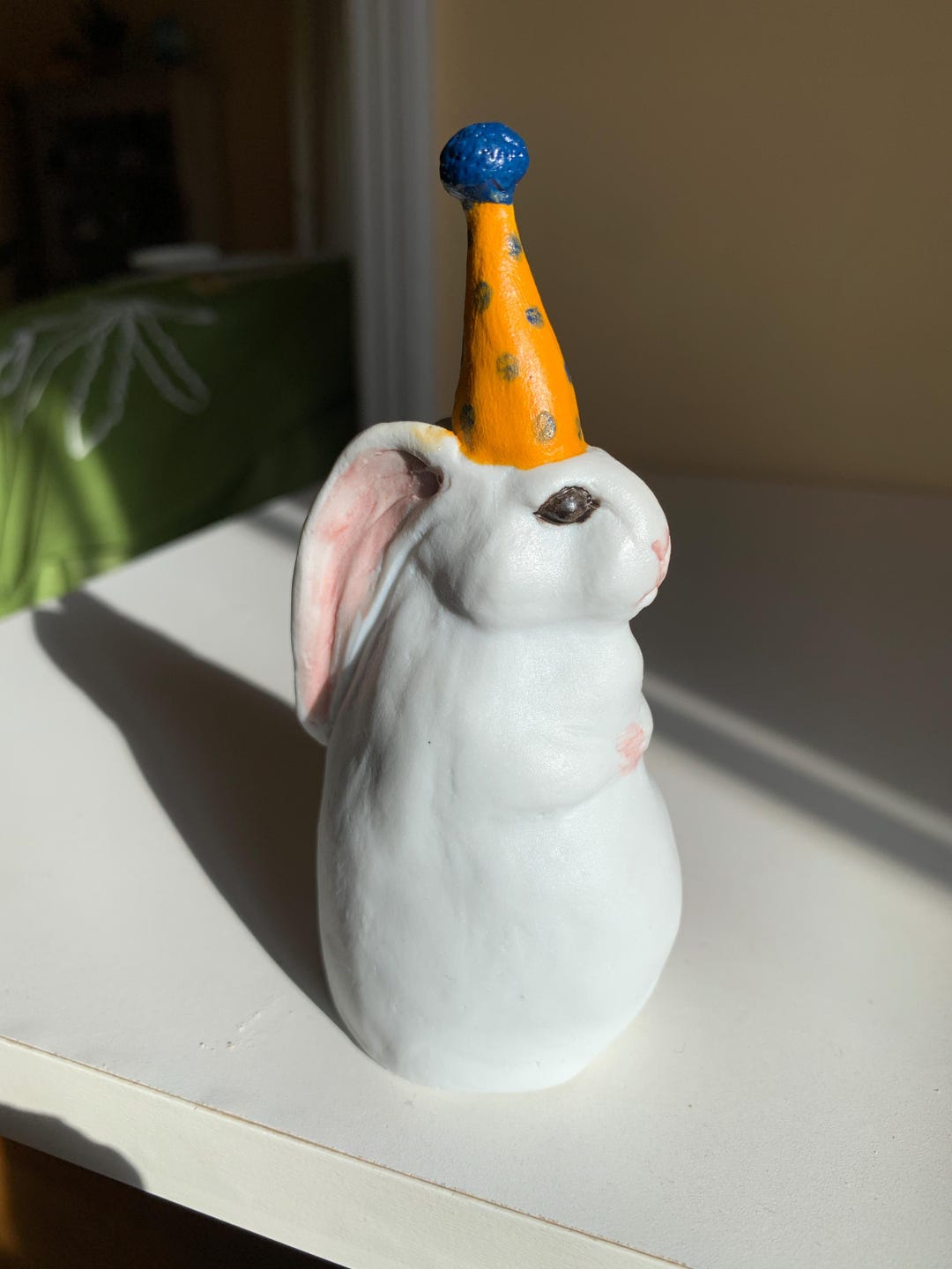 Porcelain White Rabbit Party Animal, Miniature Figurine - Etsy