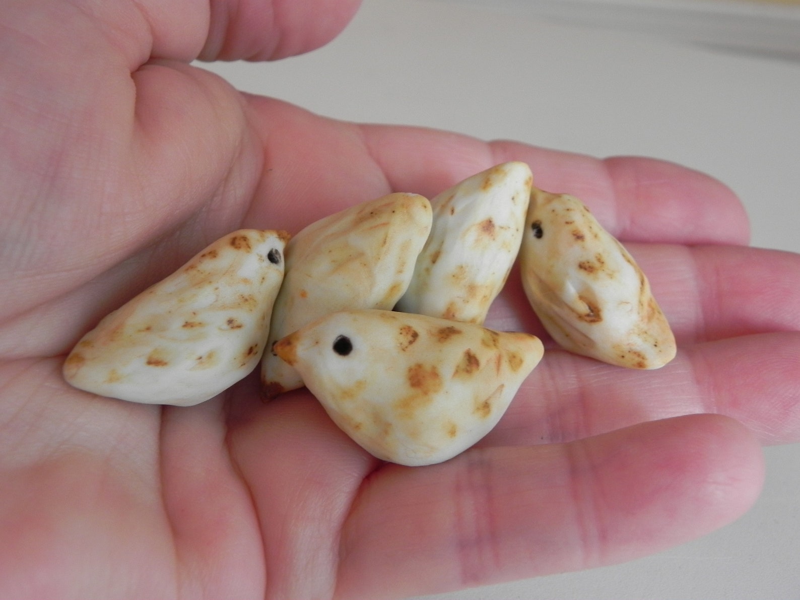 Tiny ceramic quail family miniature birds | Etsy