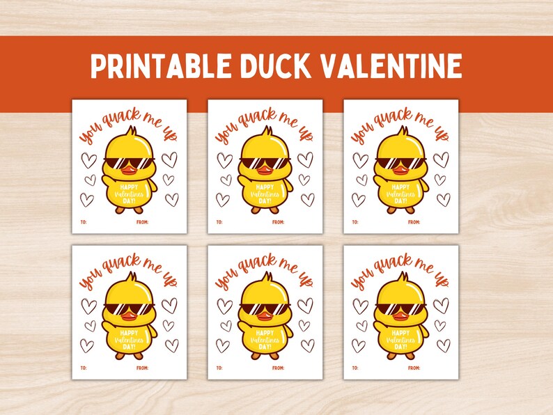 Printable Duck Valentine's Day Card: 'you Quack Me Up' (digital ...