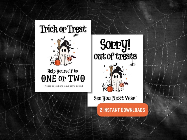Halloween Candy Signs Printable: Please Take One & Out of Candy (PDF ...