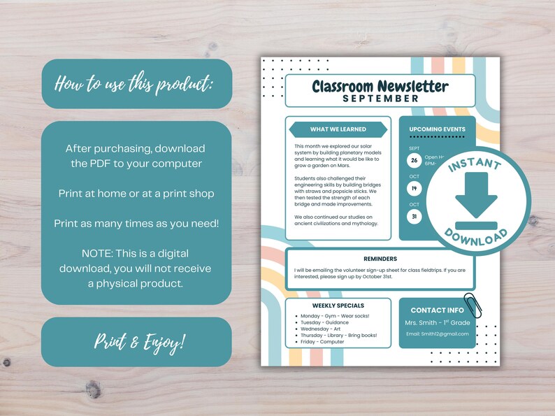 Editable Classroom Newsletter Template: Canva Teacher Communication ...