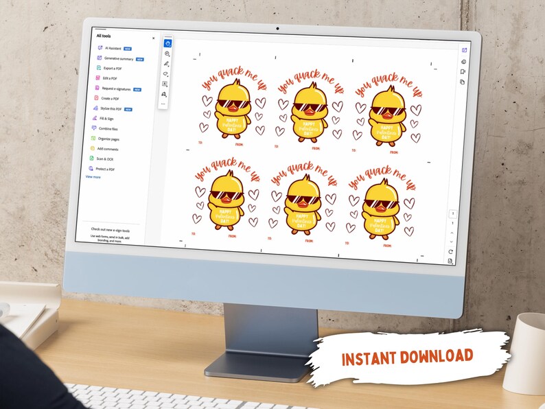 Printable Duck Valentine's Day Card: 'you Quack Me Up' (digital ...