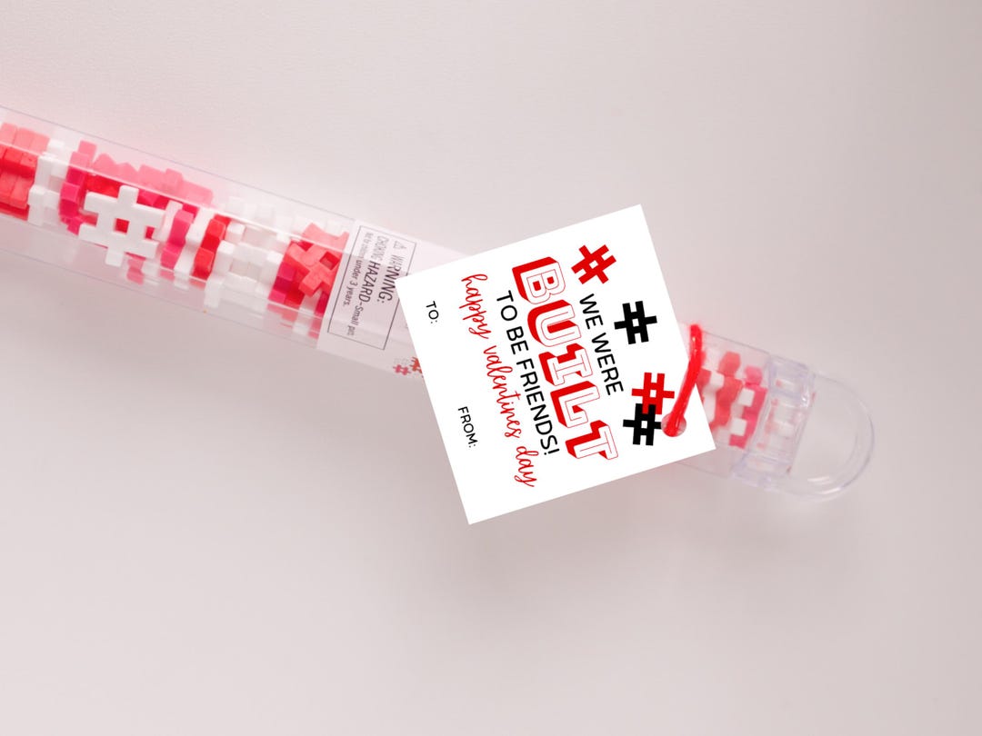 Valentine We Were Built to Be Friends Tag, Building Blocks, Puzzle Piece, Friendship Printable ...