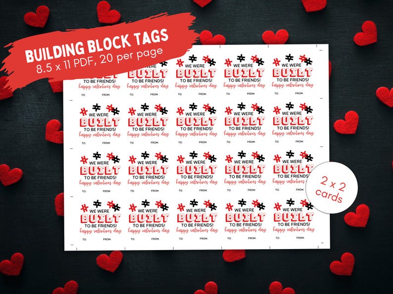 Building Blocks Valentine Tag: Friendship Printable (instant Download ...