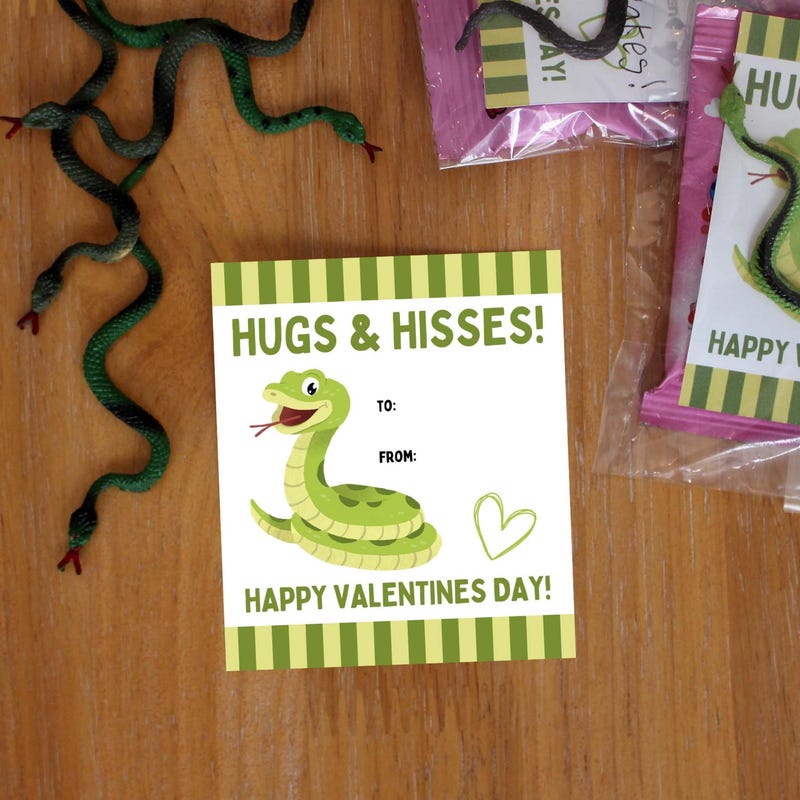Snake Valentine Card - Etsy