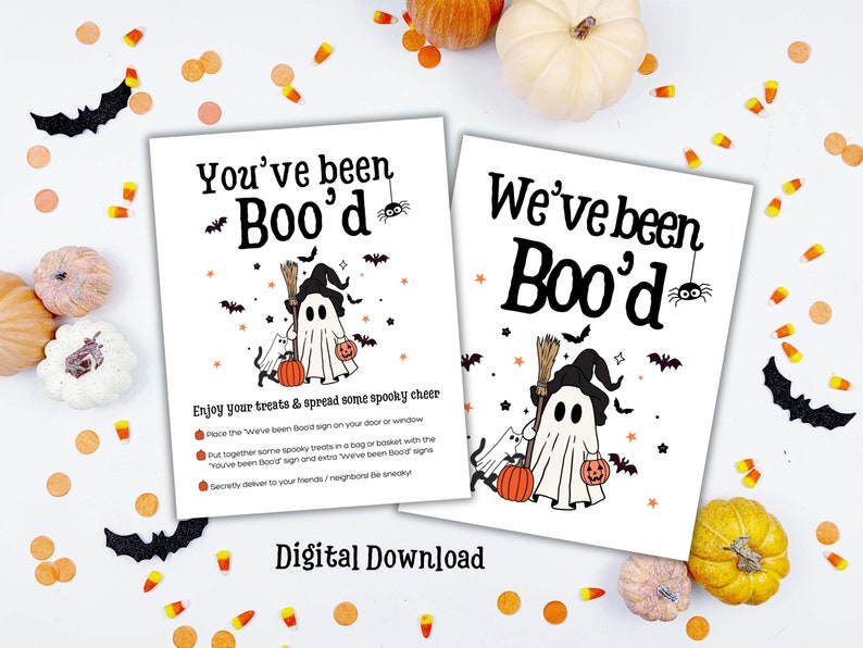You've Been Boo'd Printable Set Digital Halloween Treat Ghost Pumpkin ...