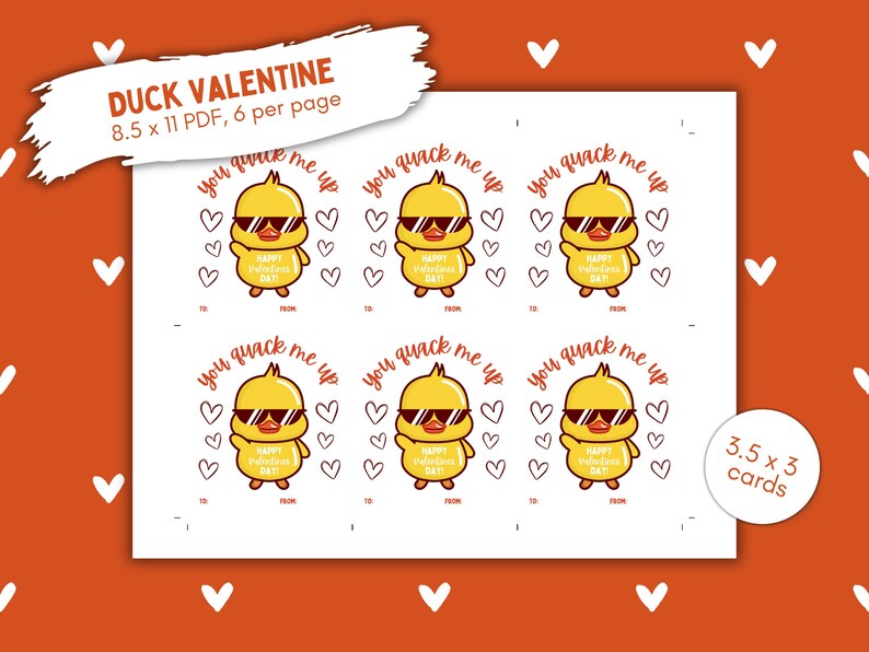 Printable Duck Valentine's Day Card: 'you Quack Me Up' (digital ...