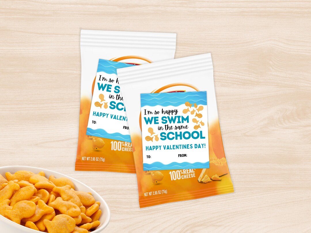 Goldfish Crackers Valentine Card, Printable Classroom Valentine Card ...
