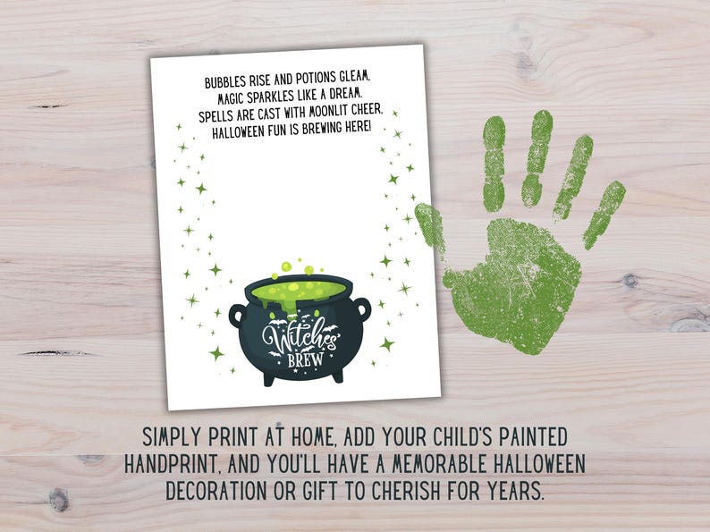 Witches Brew Handprint Craft: Halloween Keepsake Poem (digital Download ...