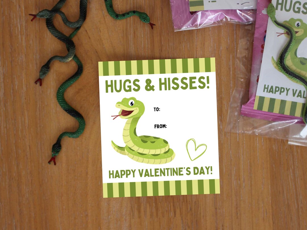Printable Snake Valentine Cards: Kids Classroom Handout (PDF) - Etsy