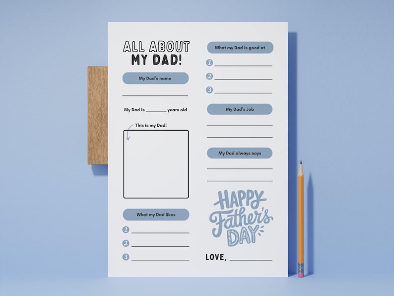 All About My Dad – Father’s Day Printable PDF | Kid’s Father's Day ...