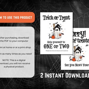 Halloween Candy Signs Printable: Please Take One & Out of Candy (PDF ...