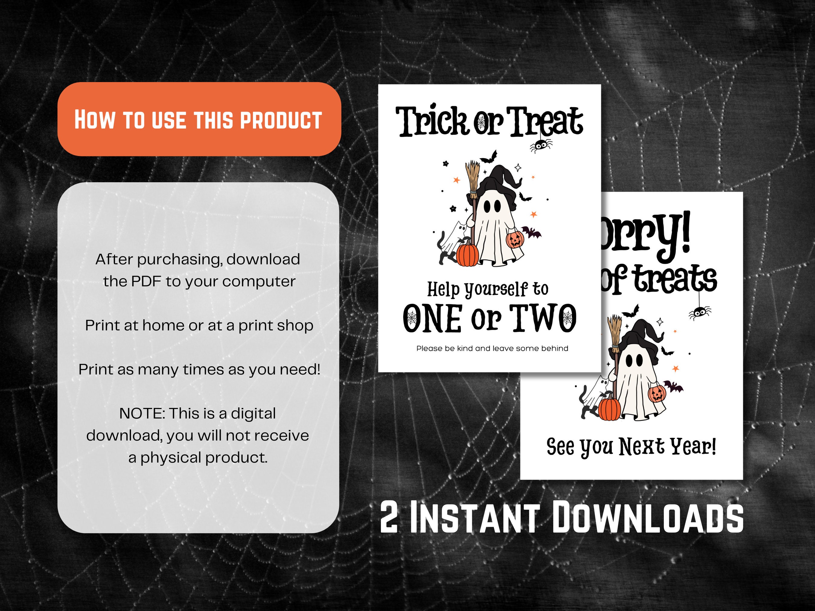 Halloween Candy Signs Printable: Please Take One & Out of Candy (PDF ...