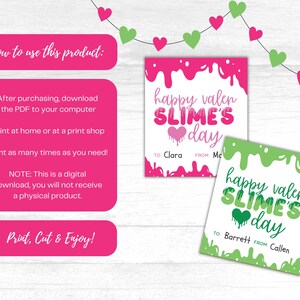 Printable Slime Valentine Cards: Pink & Green (instant Download) - Etsy