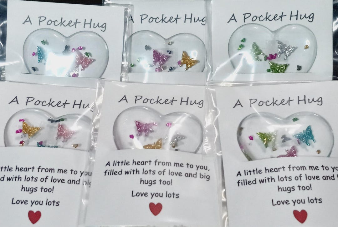 Pocket Hug Butterfly Pocket Heart Resin Heart Token - Etsy