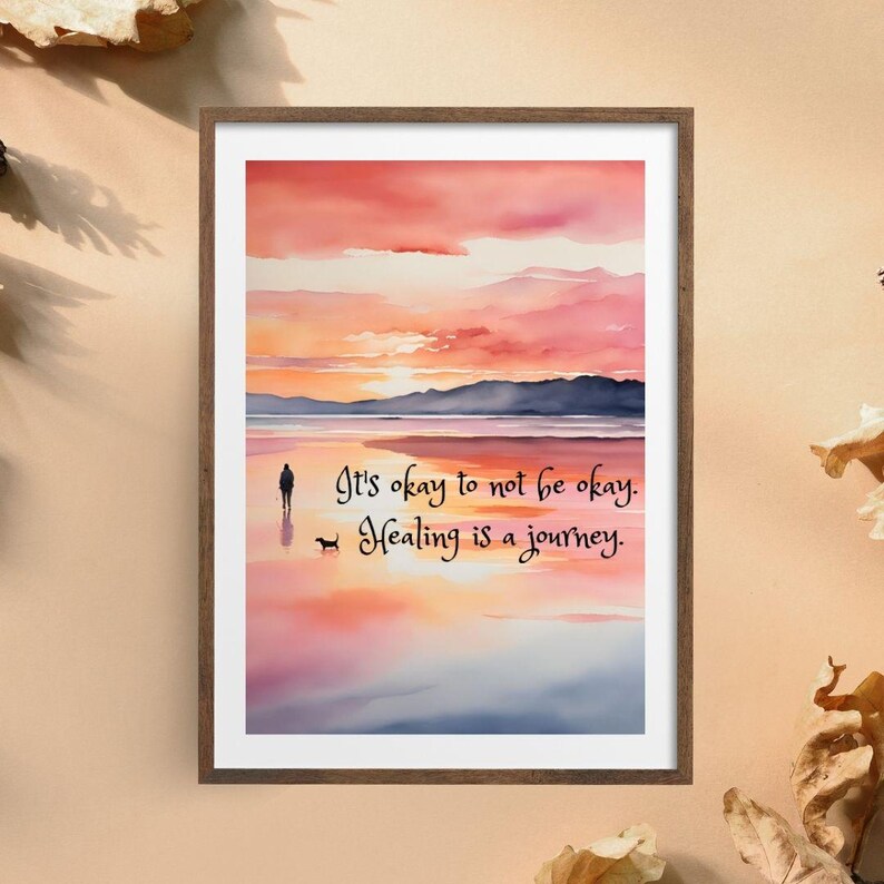 Healing Journey Inspirational Wall Art Sunset Beach Print With ...
