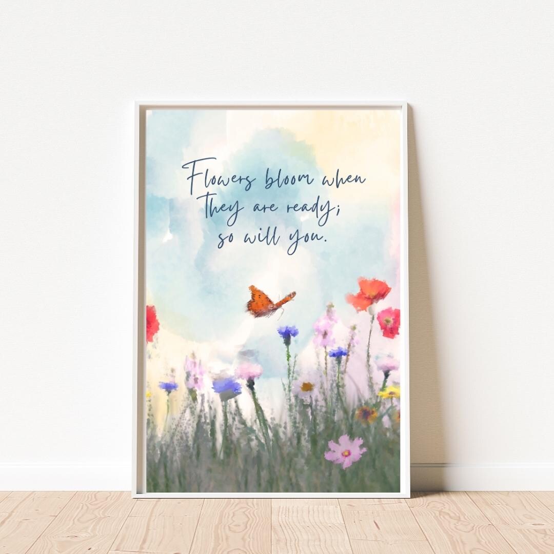 Watercolor Wildflower Digital Download | Bloom Quote Wall Art ...
