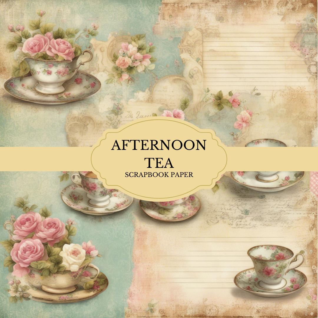 Afternoon Tea Scrapbook Paper - Vintage Teacup Digital Paper Pack ...