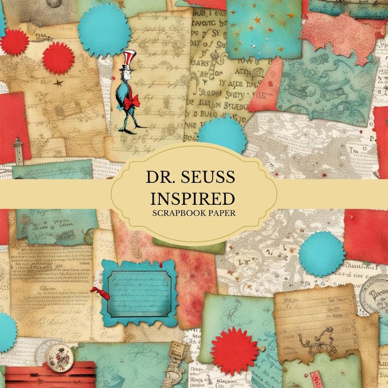 Dr. Seuss Inspired Scrapbook Paper - Whimsical Printable Paper Pack ...