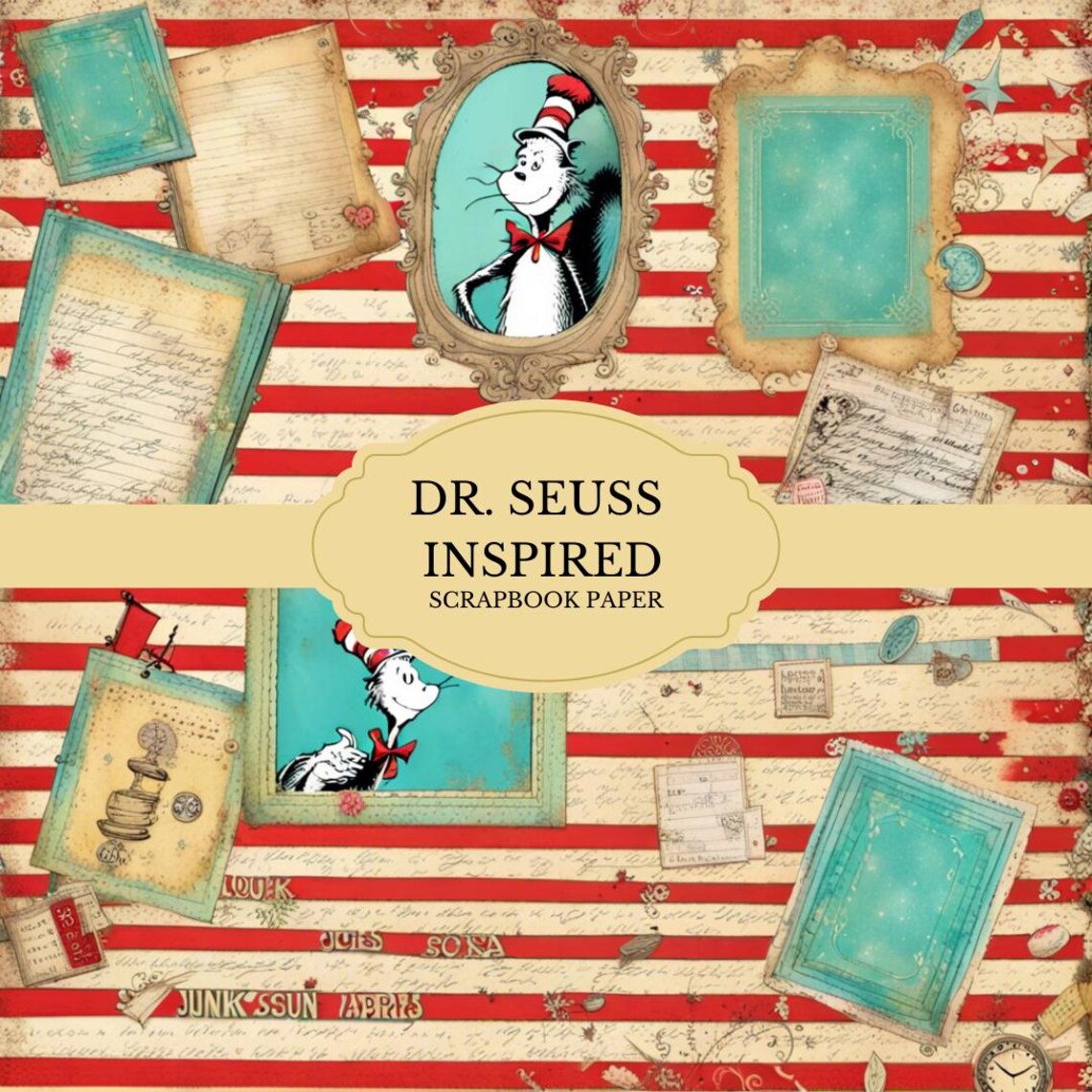 Dr. Seuss Inspired Scrapbook Paper - Whimsical Printable Paper Pack ...