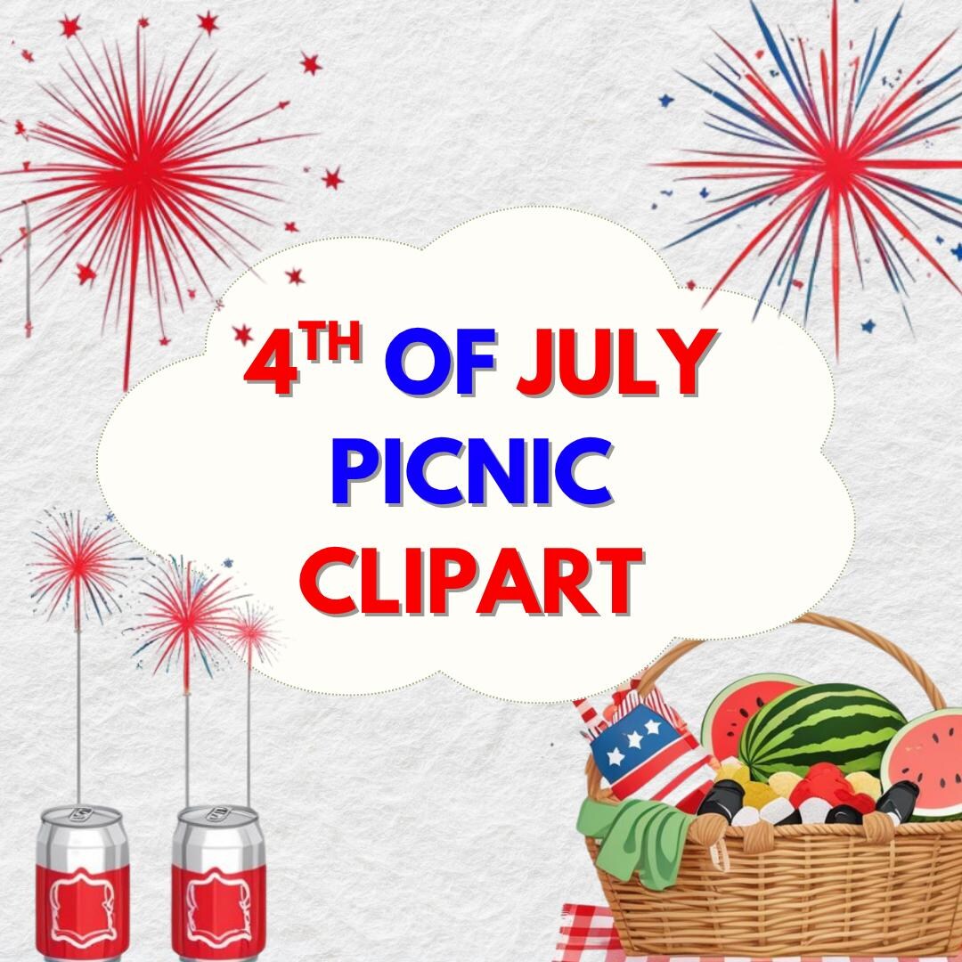 4th of July Picnic Clipart | Patriotic Food & Picnic Pngs | Red White ...