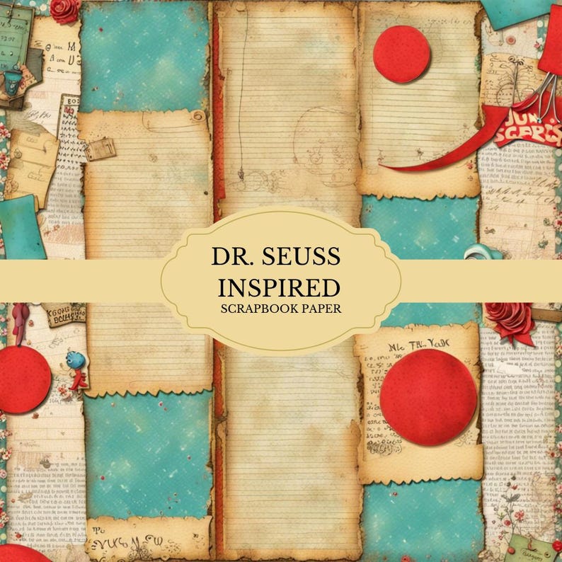 Dr. Seuss Inspired Scrapbook Paper - Whimsical Printable Paper Pack ...