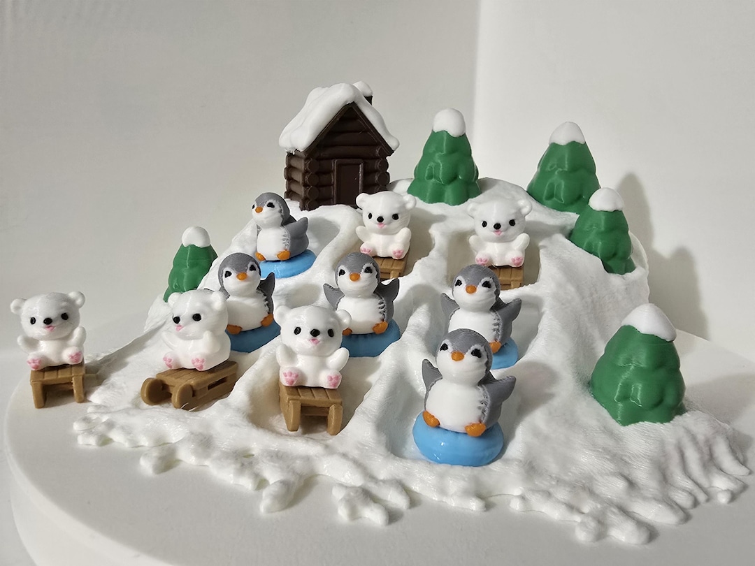 Tic Tac Toe - Sledding Bears and Penguins 3d Print - Etsy