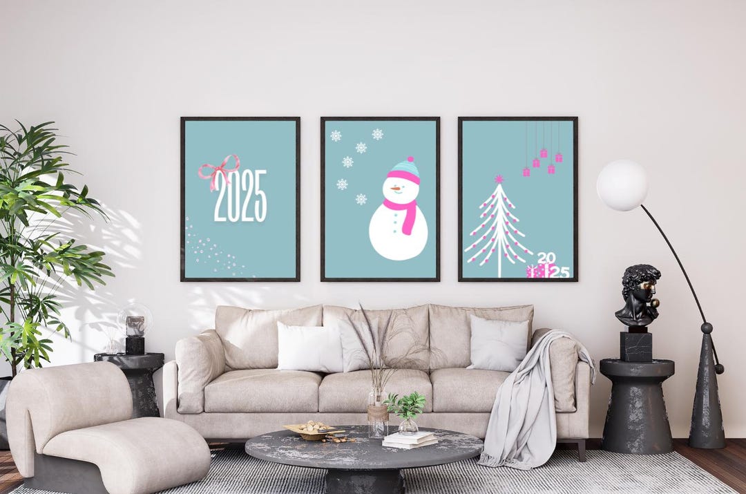 Set of 3 Pieces of New Year Wall Art, 2025 Decoration, Set of 3 ...