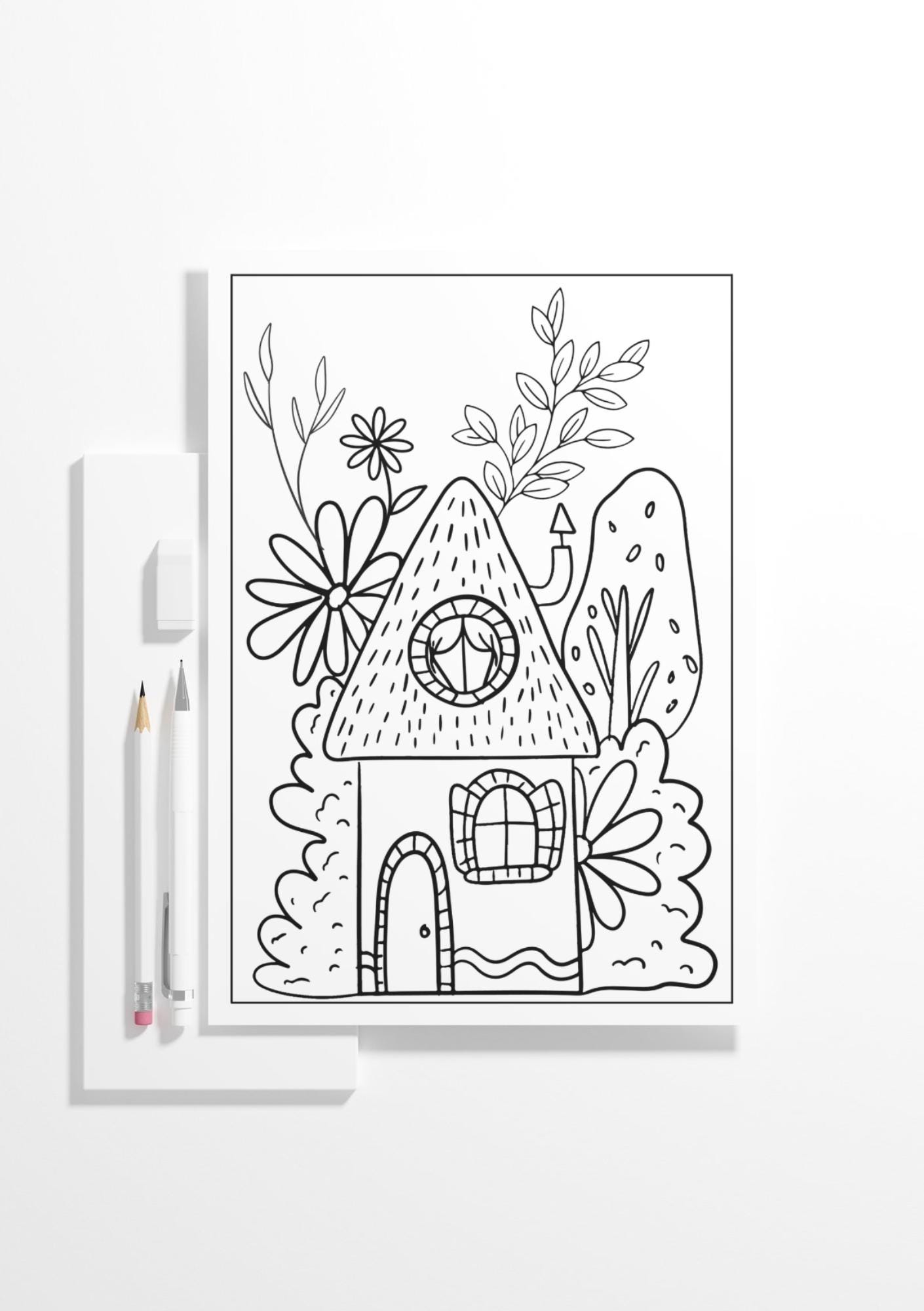 Kids Coloring Book, Coloring Pages, Houses Coloring Pages, Flowers ...