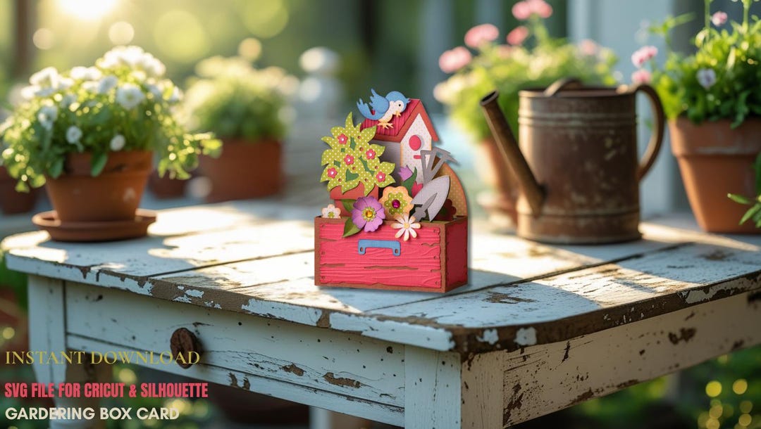 Gardening Box Card SVG, 3D Pop up Card, Mothers Day Card, Plant Lover ...