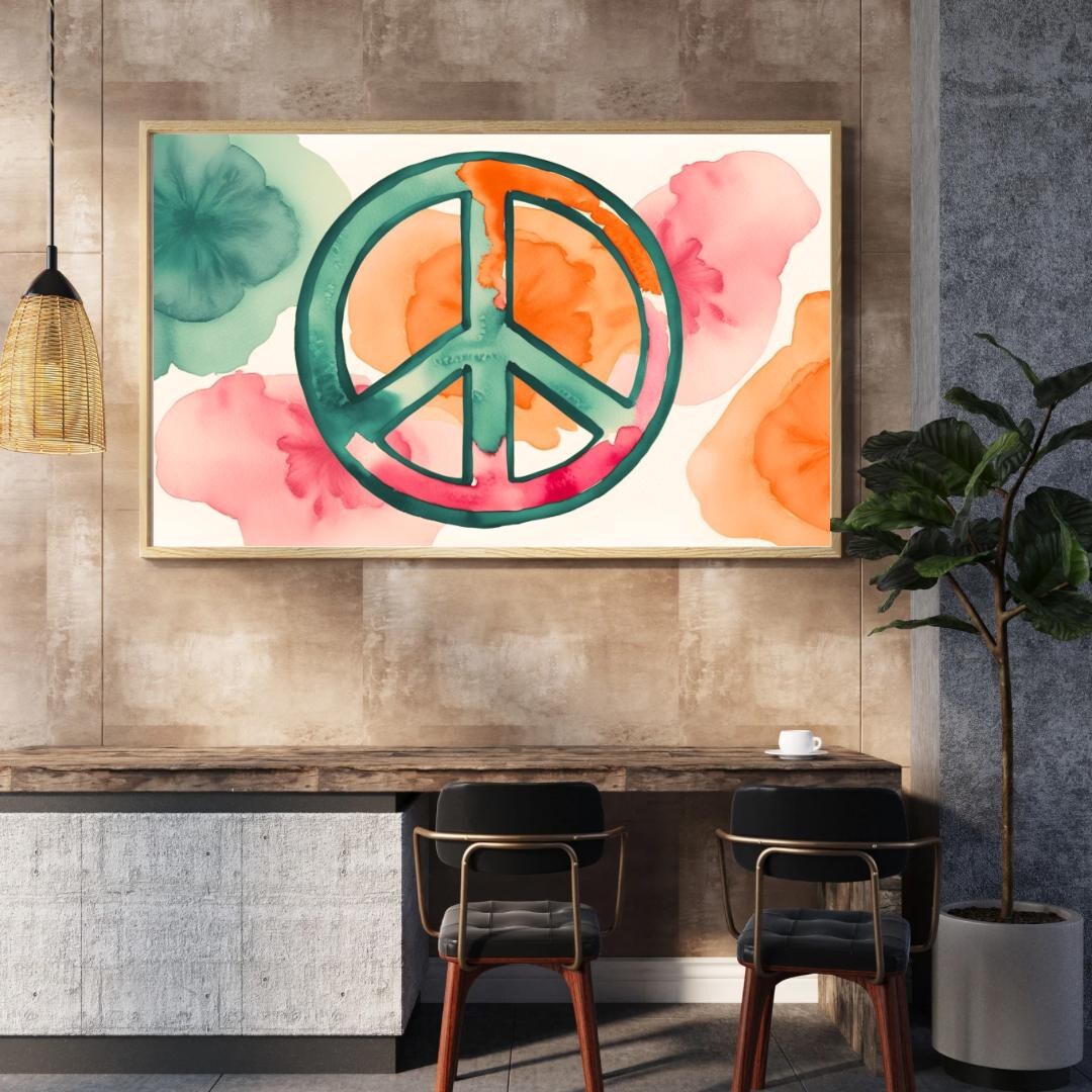 Peace Sign Watercolor Printable Wall Art – Instant Digital - Etsy